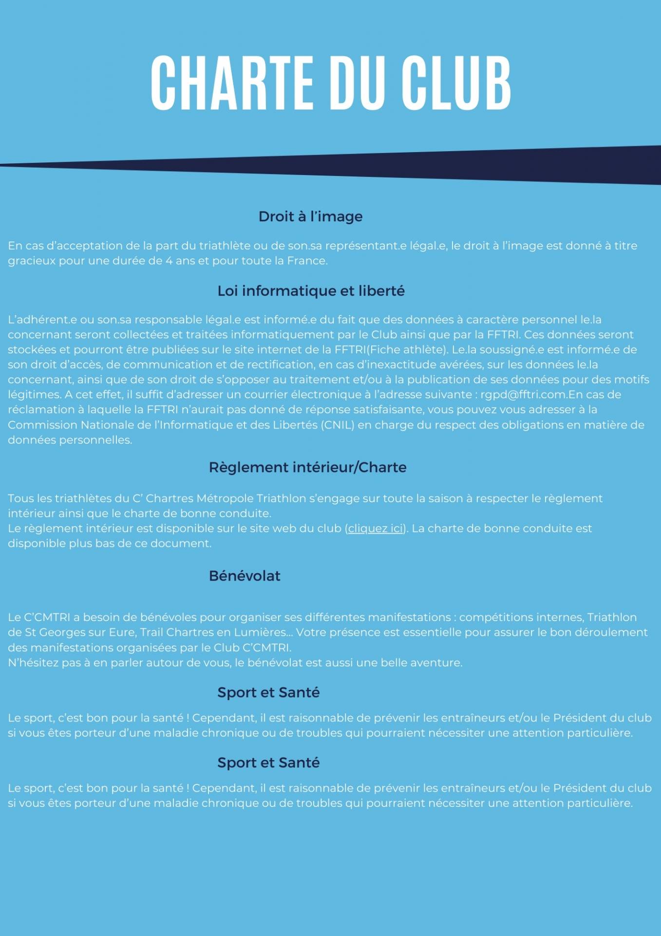 Charte du club - C'Chartres Métropole Triathlon